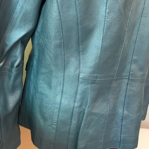 Worthington | Jackets & Coats | Light Blue Metallic Leather Jacket ...